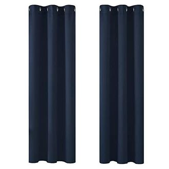 Deconovo Rideaux Occultants Isolant Thermique Anti Froid, Design Moderne &agrave; Oeillets, Rideaux pour Salon et Chambre, 107x183 CM (Largeur x Hauteur), Bleu Marine