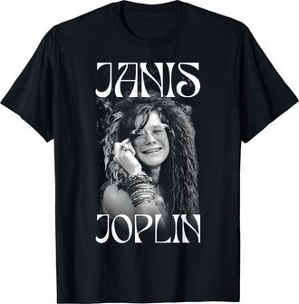 Popfunk Janis Joplin Fashion Icon T-Shirt, Damen, Unisex-Erwachsene, Kurzarm, Schwarz, S, Klassisch, Einfarbig, Musik, T-Shirt