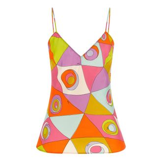 Pucci Femme, Tops, Multicolore, Taille: 40 FR Top &agrave; col en V en twill de soie &agrave; imprim&eacute; int&eacute;gral
