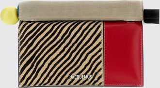 Jacquemus Rond Carr&eacute; Clutch aus Ponyfell mit Animal-Print und Metallic-Logo