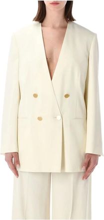 Alberta Ferretti Femme, Vestes, Blanc, Taille: 38 FR Veste crois&eacute;e avec boutons dor&eacute;s
