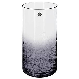 Atmosphera Atmosphera - Vase Cylindre - Verre craquel&eacute; - H30 cm - Gris