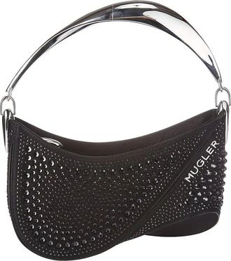 MUGLER Hobo Bags - Small Bag With Strass Detail And Zip Closure - Gr. unisize - in Schwarz - für Damen