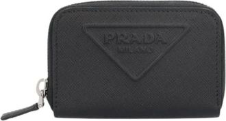 Prada unisex, Pre-owned, Noir, Taille: ONE Size Porte-monnaie Saffiano Pre-owned