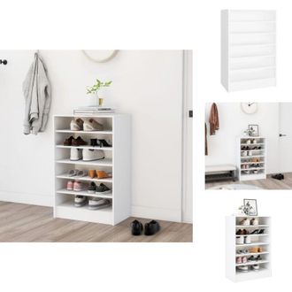 vidaXL Schuhschrank Wei&szlig; 60x35x92 cm Holzwerkstoff - Schuhschrank - Holzwerkstoff - Wei&szlig;er Schuhschrank - Garderobe - Schrank F&uuml;r Schuhe