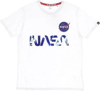 Alpha Industries Nasa Reflektierendes T-Shirt f&uuml;r M&auml;nner - - Tops - Herren - Wei&szlig; - XL
