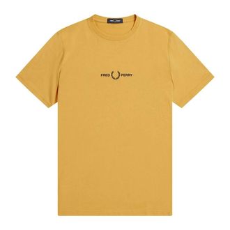 Fred Perry Besticktes Logo Senf T-Shirt - - Tops - Herren - Gelb - M