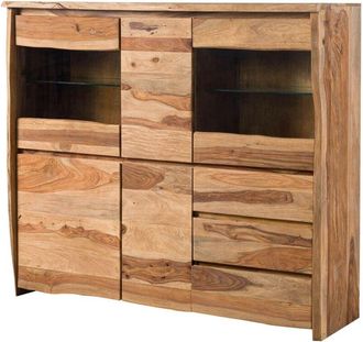 Massivmoebel24 Highboard Sheesham 166x48x145 natur lackiert / sandgestrahlt pure sheesham 200
