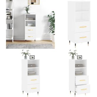 vidaXL Sideboard Wei&szlig; 34,5x34x90 cm Holzwerkstoff - Schreibtisch - Wohnzimmerm&ouml;bel - Sideboard Wei&szlig; - Regal - Holz Sideboard - Home & Living
