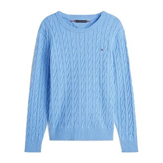 Tommy Hilfiger Flag Embroidery Cable Knit Jumper - - Knitwear - Herren - Blau - XL