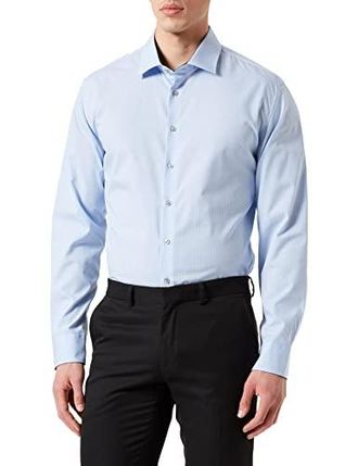 Seidensticker Chemise business Seidensticker pour homme - Coupe slim - Infroissable - Col Kent - Manches longues - Patch - &Agrave; carreaux - 100 % coton