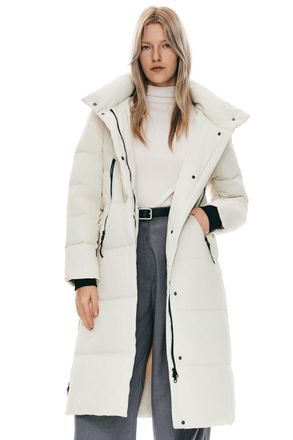 Orolay Damen Verdickte Daunenjacke Langer Wintermantel Mit Kapuze Pufferjacke Wei&szlig; XXL