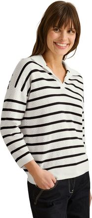 Cecil Damen B303210 Pullover mit Polokragen, Vanilla White, Small