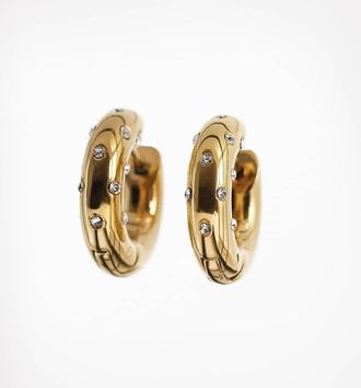 Abbott Lyon Cr&eacute;oles en acier inoxydable plaqu&eacute; 18 carats &agrave; pois ornement&eacute;s - Dor&eacute;