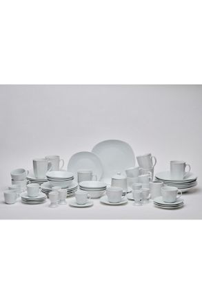 Novel Kombiservice Ascona, Wei&szlig;, Keramik, 62-teilig, Uni, 200 ml,200 ml,220 ml,270 ml,100 ml,370 ml,360 ml, Lfgb, lebensmittelecht, Essen & Trinken, Geschir