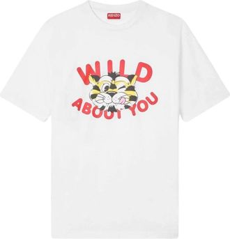 Kenzo Homme, Tops, Blanc, Taille: L Tiger Print Graphic T-Shirt