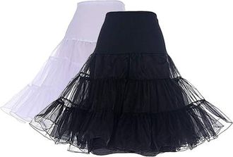 Dresstells Dresstells Jupon ann&eacute;es 50 Vintage en Tulle Rockabilly Petticoat Longueur 66cm/26,2 Jupons(Noir*1+Blanc*1) XL