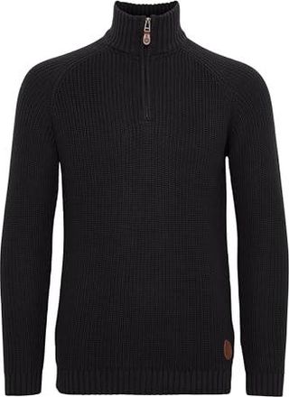Solid SDXenox Homme Pull en Maille Troyer Grosses Mailles avec col Montant 100% Coton Regular Fit, Taille:2XL, Couleur:Black (9000)
