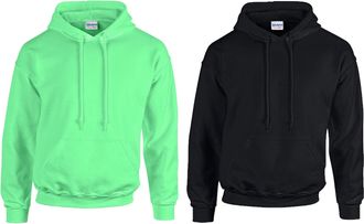 Gildan 2er Herren Kapuzenpullover Heavy Blend Set Hoodie Sweat M L XL 2XL 3XL 4XL 5XL in verschiedenen Farbsets & HLKauf-Block (1x Mint, 1x Schwarz & 1x HLKa