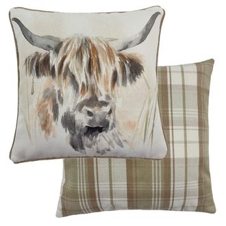 Evans Lichfield Aquarell Highland Cow Kissenbezug, Multi, 43 x 43 cm (Pack of 1)