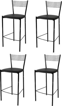 Tommychairs Tommychairs - 4er Set Moderne Barhocker Elegance f&uuml;r K&uuml;che und Esszimmer, lackierte Metallkonstruktion in der Farbe Schwarz, gepolsterte Sitzfl&auml;che mi