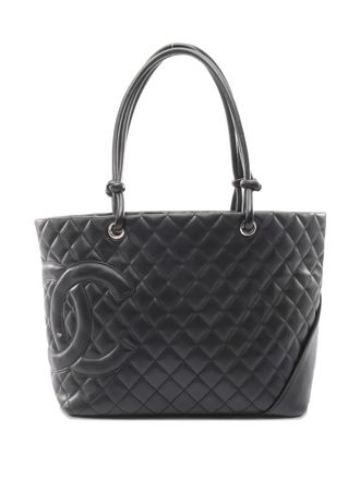 Chanel grand sac cabas Cambon &agrave; design matelass&eacute; (ann&eacute;es 2004-2005) - Noir