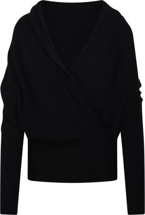 7 For All Mankind Pull &agrave; col en V crois&eacute; - Femme - Pulls - Noir - Taille: 36 FR