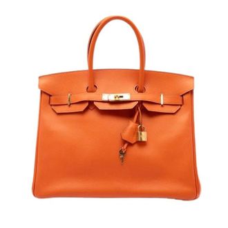 Herm&egrave;s Pre-owned Birkin 35 - Femme - Pre-owned - Orange - Taille: ONE Size