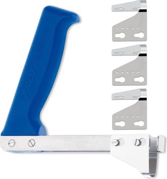 GIESSER Profi Rippenl&ouml;ser - Grifffarbe blau - Rippenzieher mit 2.0 cm Edelstahlklinge & 3 Ersatzklingen - zum Abziehen des Fleisches vom Knochen