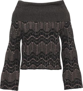D.exterior Viskose-Pullover mit Pailletten - - Knitwear - Damen - Braun - M