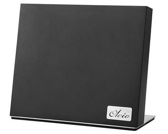 Oleio Oleio Porte-couteaux magnétique en bois dacacia, pied en acier inoxydable (noir) - Peut contenir jusquà 6 couteaux magnétiques de qualité supérieure -