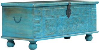 vidaXL Coffre de rangement Bois de manguier massif 100x40x41 cm Bleu Vidaxl
