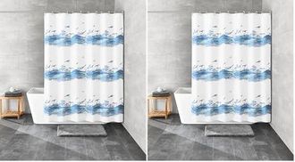 Kleine Wolke Duschvorhang Seaside, 180 x 200 cm, krokusblau (Packung mit 2)