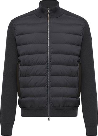 Moncler Moncler Cardigan Zipp&eacute; Matelass&eacute; En Laine Et Cachemire M&eacute;lang&eacute;s, Homme, Bleu, Taille: 3xl