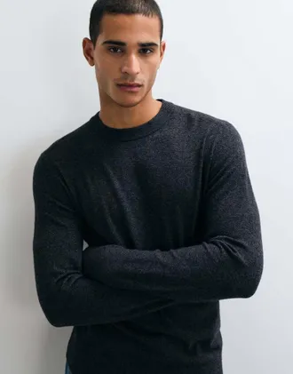 Jack & Jones pull en m&eacute;lange de laine noir