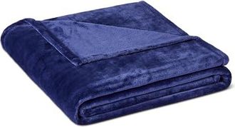 Amazon Basics Plaid Polaire, Douce et Chaude, Moelleuse Couverture pour Canapé, 127 x 152 cm, Bleu Marine