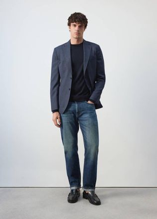 Mango Veste laine m&eacute;lang&eacute;e slim-fit bleu marine - Homme - 46 - MANGO MAN