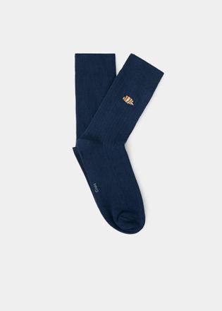 Mango Chaussettes coton broderie animal bleu marine - Homme - 40-42 - MANGO MAN