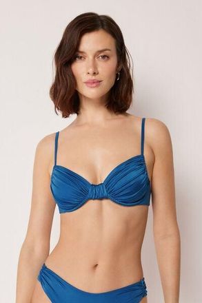 Calzedonia Balconette-bikinioberteil Shiny Satin Blau