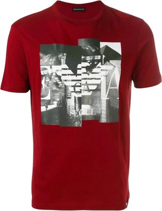 Emporio Armani T-shirt &agrave; imprim&eacute; photographique - Homme - Tops - Rouge - Taille: L