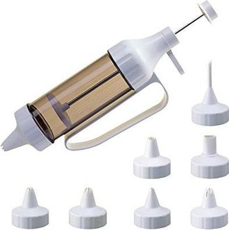 Original Kaiser Original Kaiser Classic Garnierspritze mit 7 Tüllen, Gebäckpresse 200 ml, Churros Maker, Krapfenspritze, Sahnespritze, Tortenspritze mit transparentem