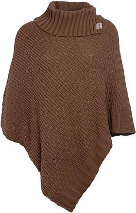 Knit Factory Nicky Poncho Tricot&eacute; - Cape Femme - Poncho Femme - Poncho pour lAutomne et lHiver - Poncho en Laine et Acrylique - avec col &eacute;charpe - Tobacco - Taille