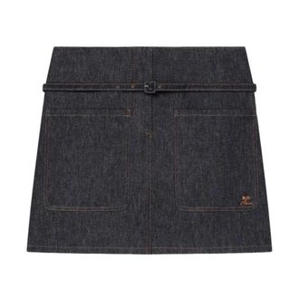 Courr&egrave;ges Two Pockets Denimrock - - Skirts - Damen - Grau - W27