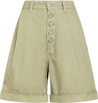 Etro Femme, Shorts, Vert, Taille: 40 FR High-Waisted Button-Fly Wide-Leg Shorts