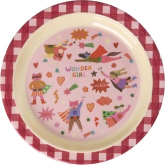Rice Kinderteller Melamin Teller rund - Pink - Hero Print