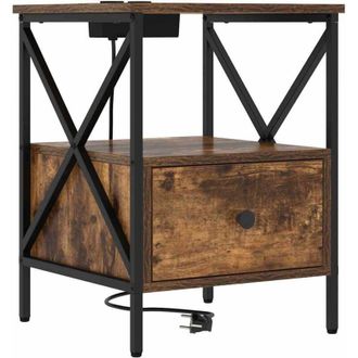 vidaXL Nachttisch R&auml;uchereiche 41,5 x 40,5 x 55 cm Holzwerkstoff Vidaxl