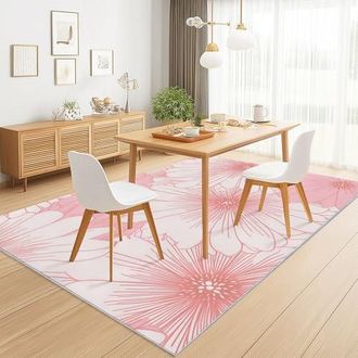 Generic Tapis Imprim&eacute; Les Branches et Les Feuilles Naturelles pour Salon Chambre D&eacute;coration de la Maison - Rose Flanelle Antid&eacute;rapante Tapis Salon de Sol pail