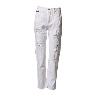 Dolce & Gabbana Distressed Cotton Boyfriend Denim Jeans - - Jeans - Damen - Wei&szlig; - S