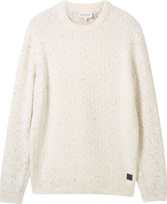Tom Tailor Herren Strickpullover mit Rundhals-Ausschnitt, 36975 - Offwhite Multicolor Neps, XL