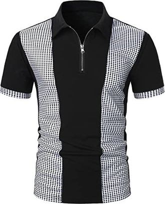 Generic Polo d&eacute;t&eacute; &agrave; manches courtes et fermeture &eacute;clair pour homme - Coupe ajust&eacute;e - Revers athl&eacute;tique - T-shirt de tennis basique, Polos gris pour hommes, S